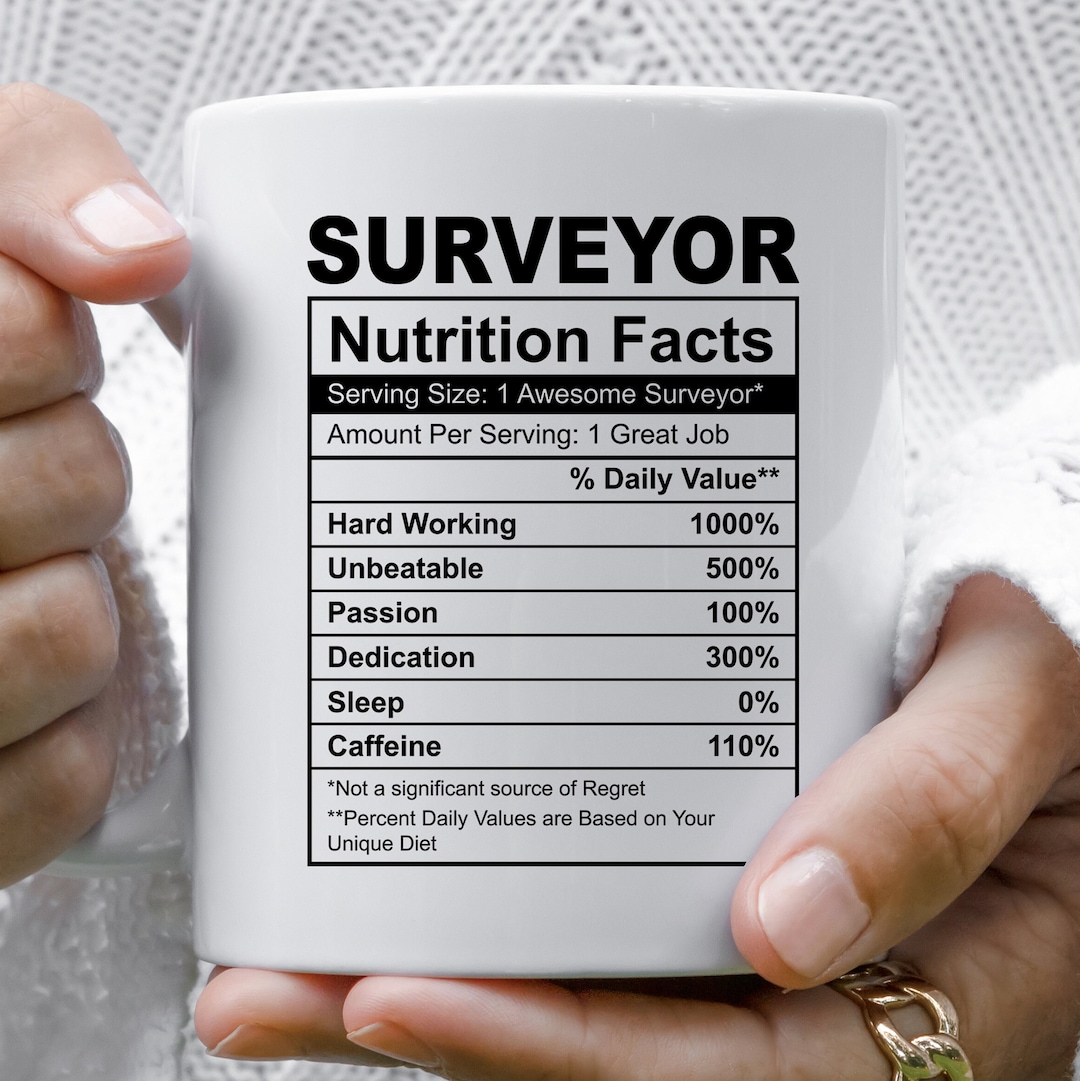 Surveyor Nutrition Facts Mug, Gift for Surveyor, Quantity Surveyor Gift ...