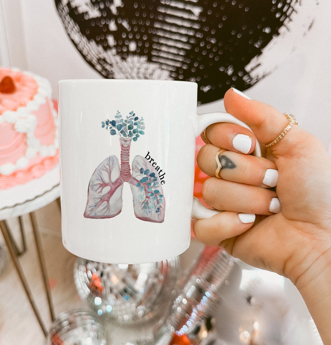 Breathe, Lungs Flowers Mug, Respiratory Therapist Gift, Lung Anatomy ...