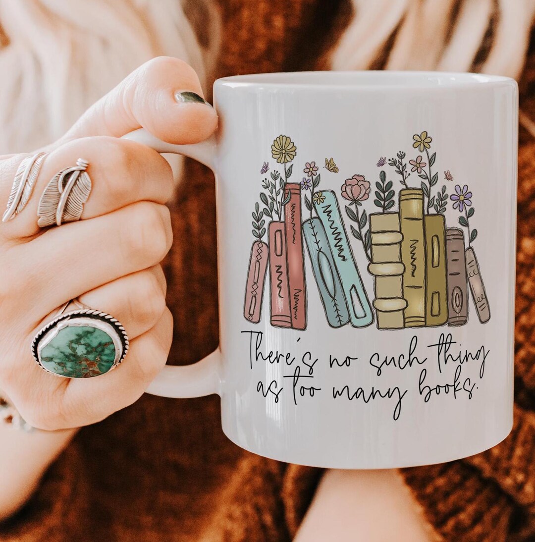 Bibliophile Mug, Book Lover Gift, Bookshelf Illustration - Etsy
