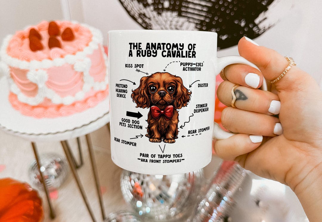 Ruby Cavalier King Charles Anatomy Spaniel Mug, Cavalier Spaniel Mug ...