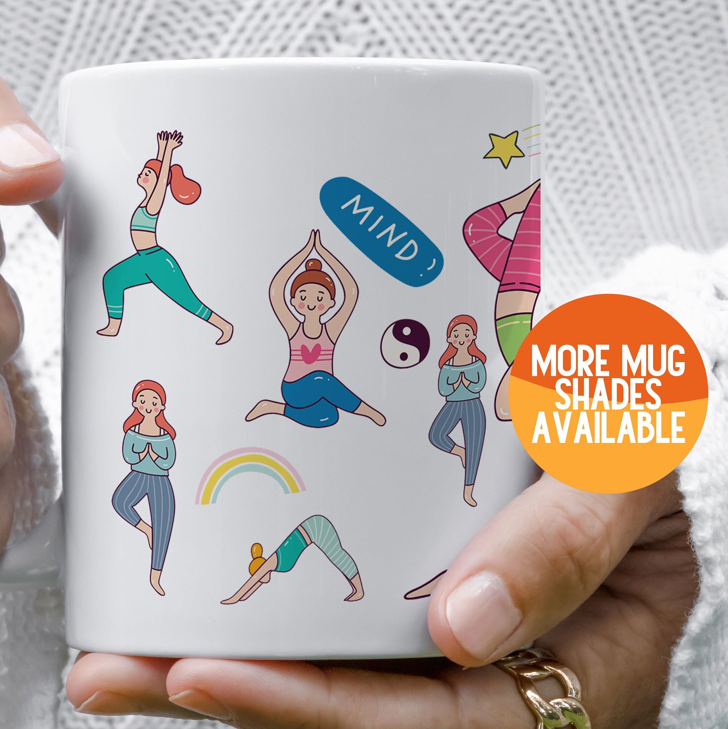 Yoga Mug Full Wrap Mug Yoga Poses Yoga Mum Gift for Yogi - Etsy