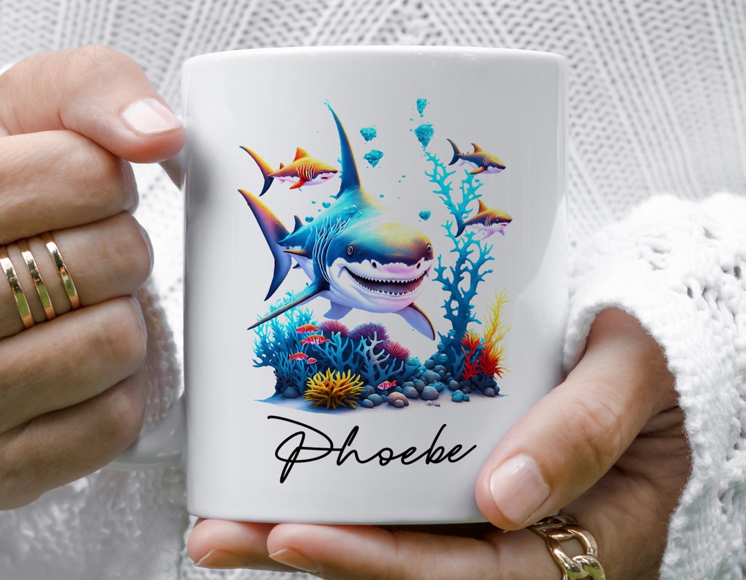 Personalised Shark Mug, Sharks Lover, Shark Custom Mug, Great White ...