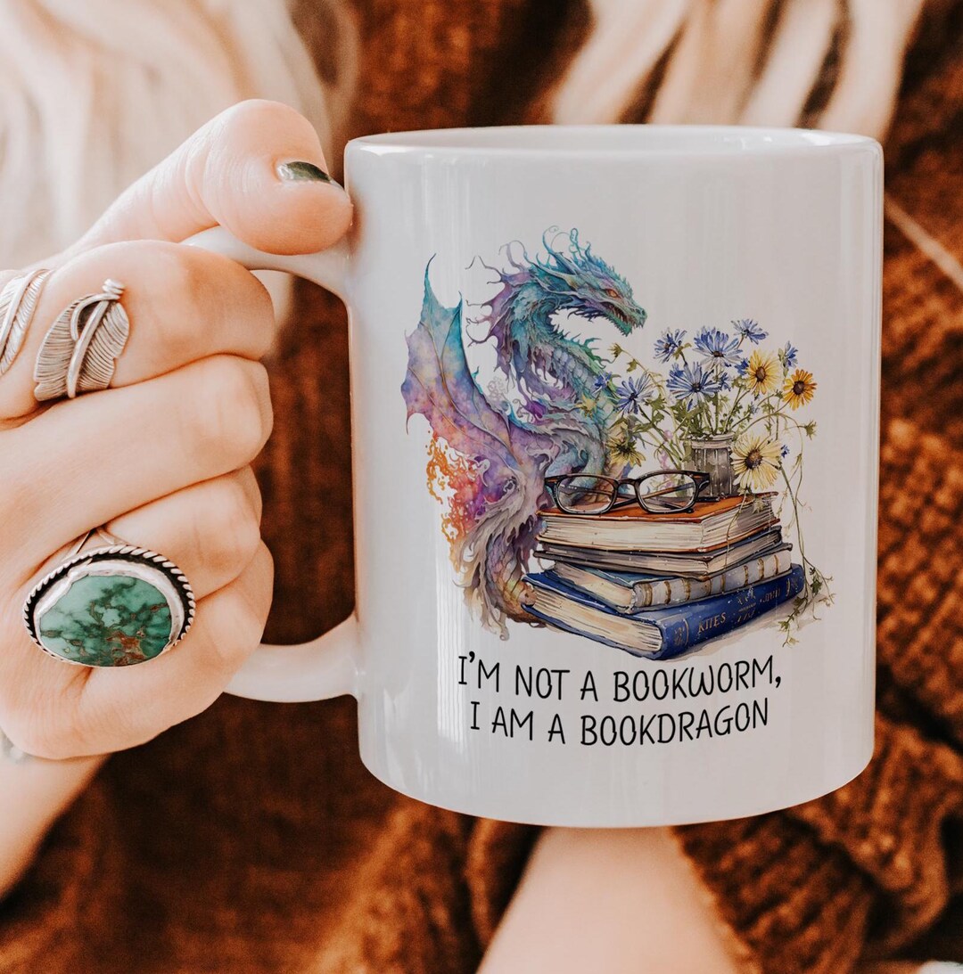 I'm Not a Bookworm, I Am a Bookdragon, Fantasy Book Lover Gift, I Love ...