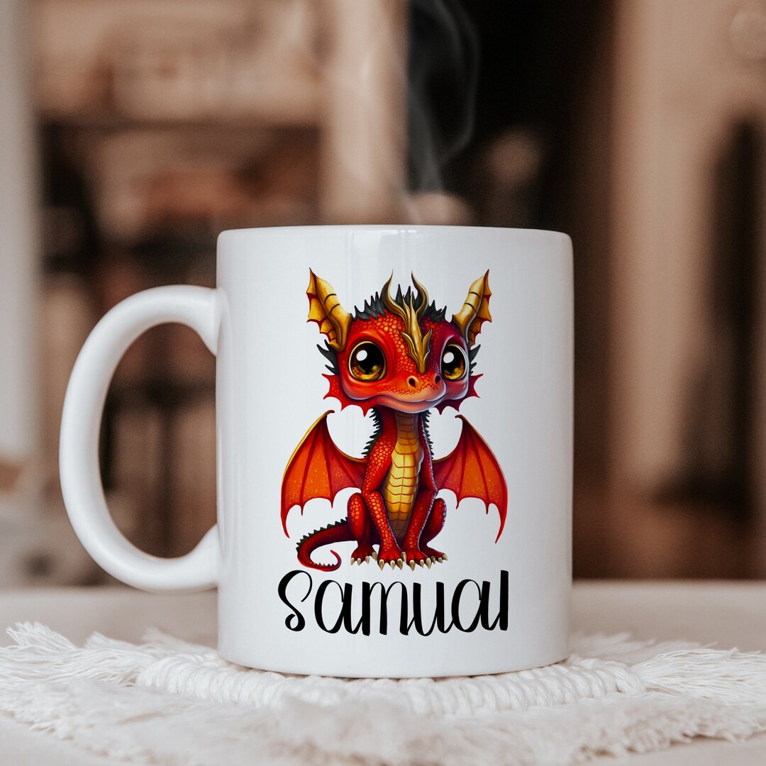 Red Dragon Lover Gift, Cute Dragon Gift, Mug With Dragon Name, Red ...