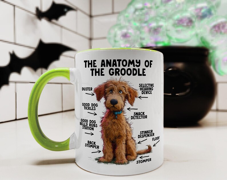 Groodle Anatomy Mug, Golden Doodle Mum Mug, Dog Dad Gift, Dog Owner ...