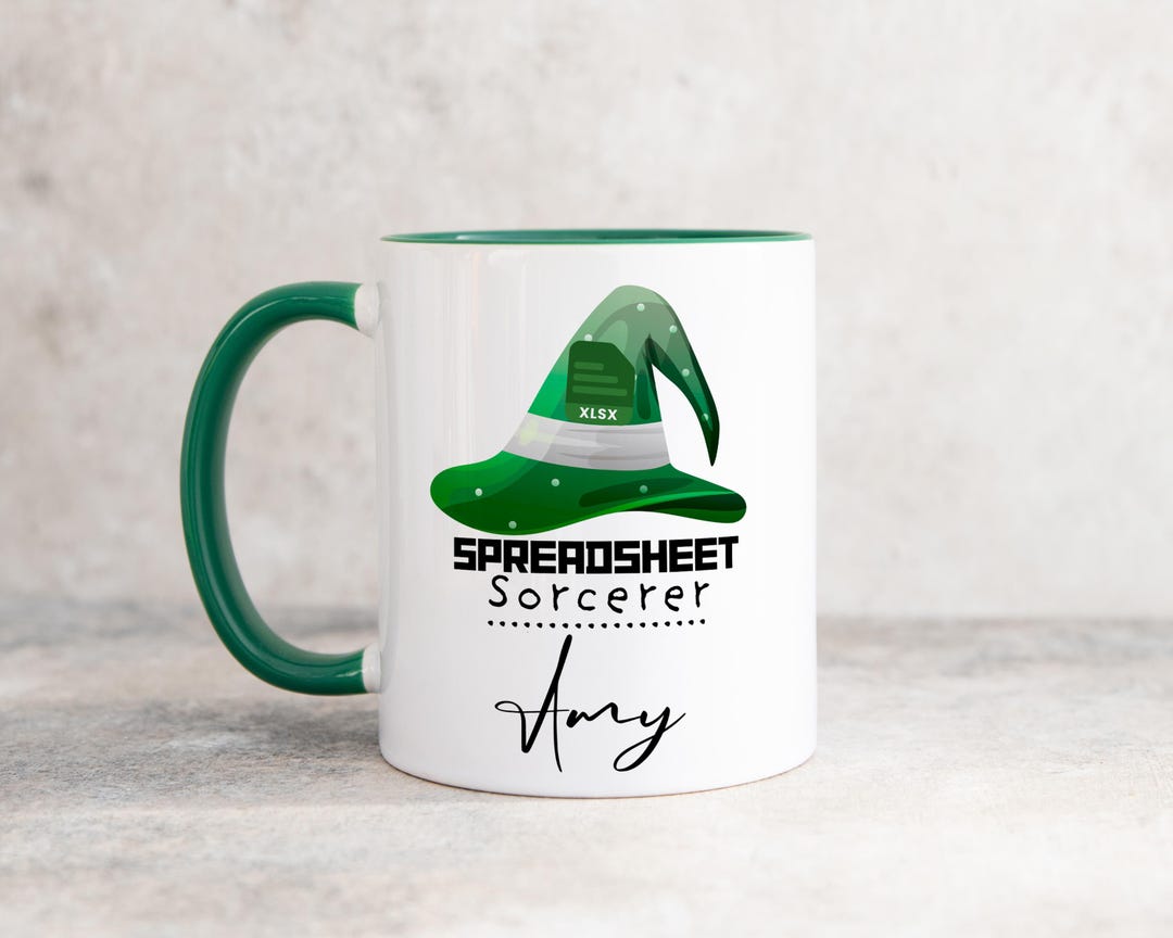 Personalised Spreadsheet Mug, Spreadsheet Sorcerer Name Gift, Data ...