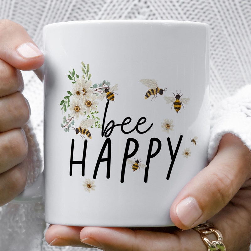 Bee Happy Mug - Etsy