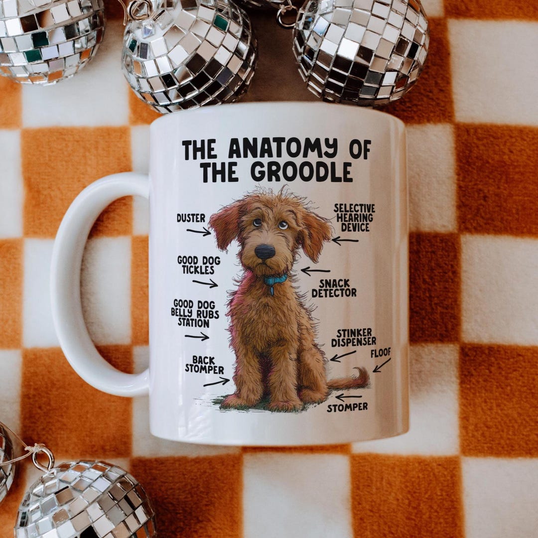 Groodle Anatomy Mug, Golden Doodle Mum Mug, Dog Dad Gift, Dog Owner ...
