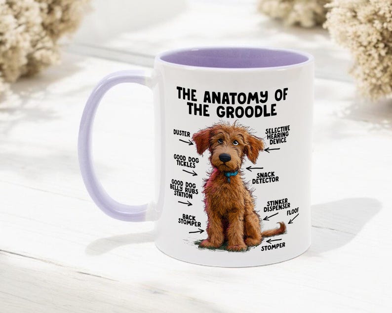 Groodle Anatomy Mug, Golden Doodle Mum Mug, Dog Dad Gift, Dog Owner ...