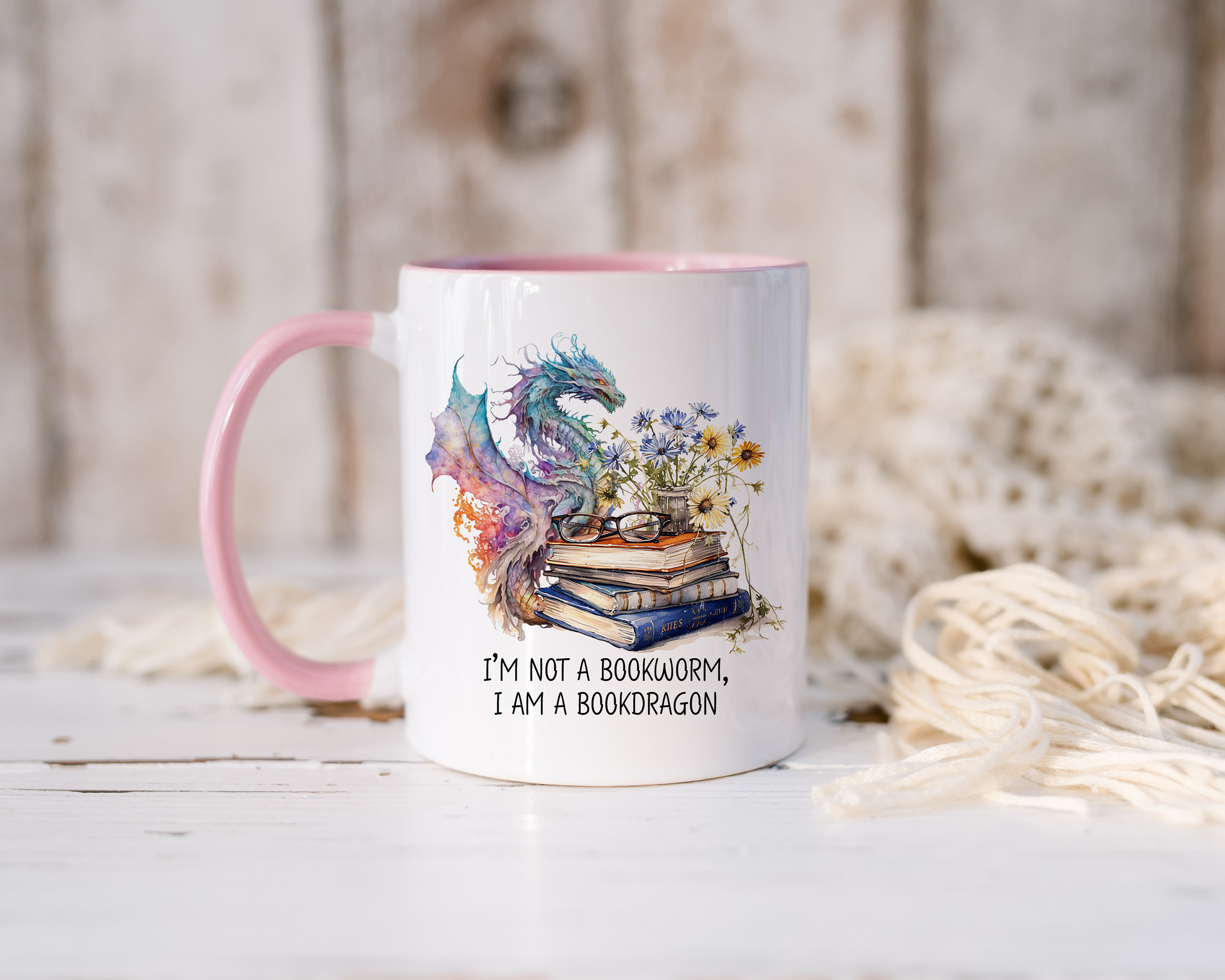 I'm Not a Bookworm, I Am a Bookdragon, Fantasy Book Lover Gift, I Love ...