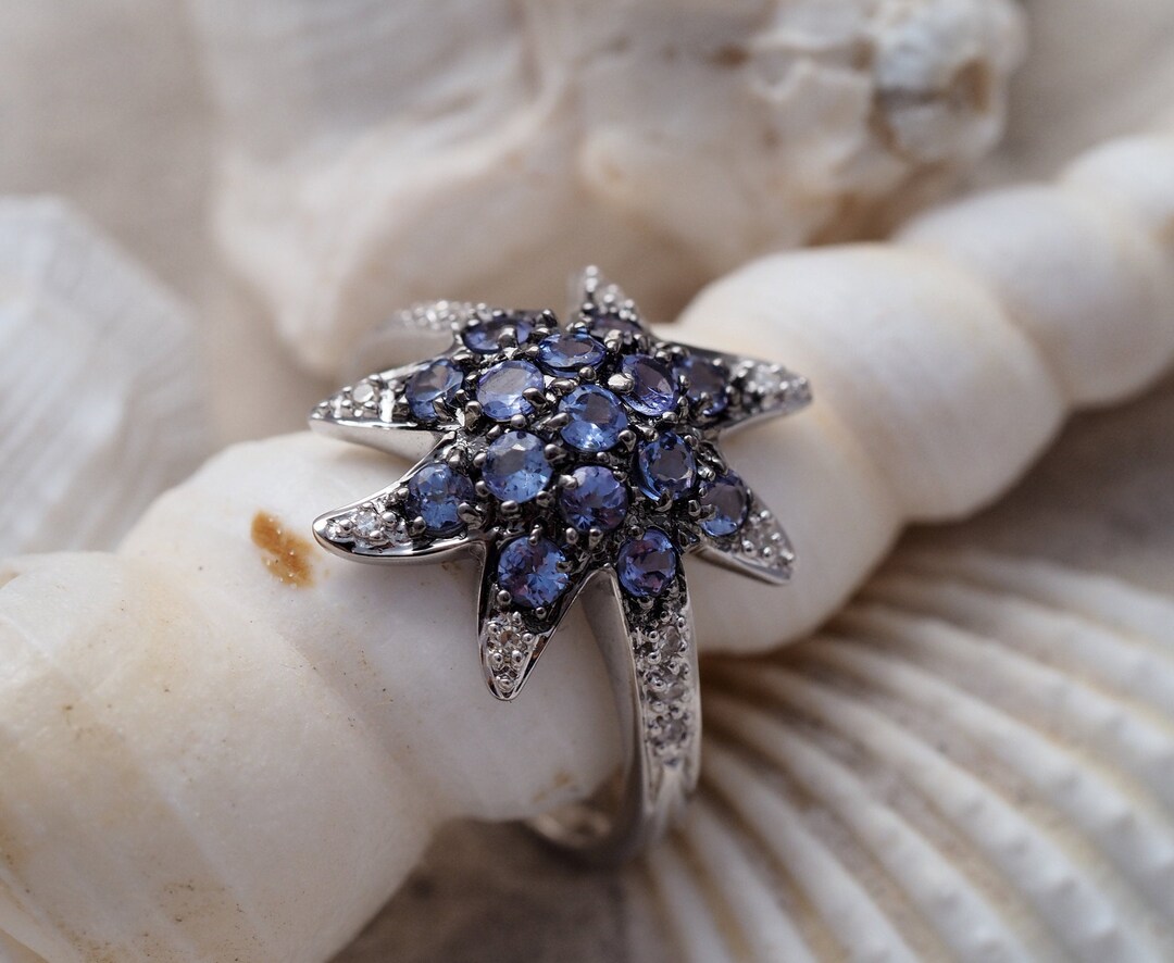 Seestern Ring mit Diamanten und Tansaniten Vintage 585er - Etsy.de