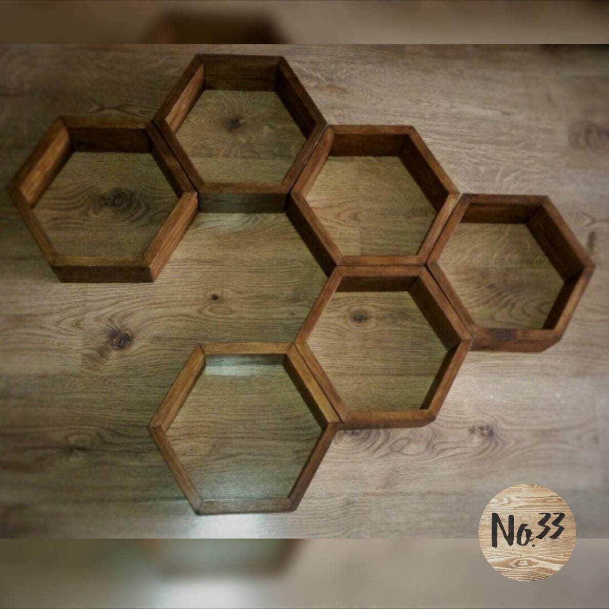 Handmade Wooden Hexagon Shelf/ Walnut | Etsy UK