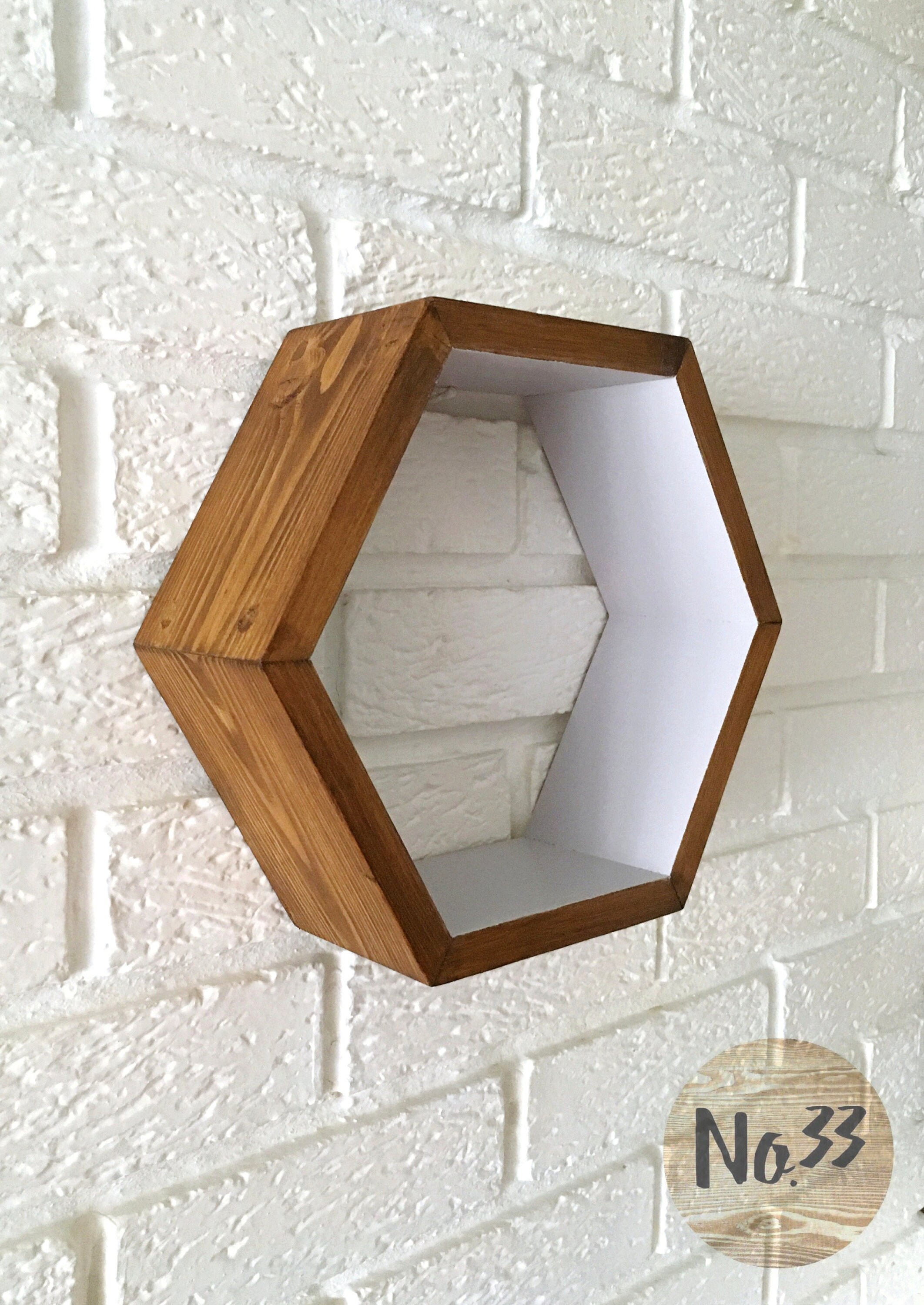 Handmade Wooden Hexagon Shelf/ Walnut | Etsy UK