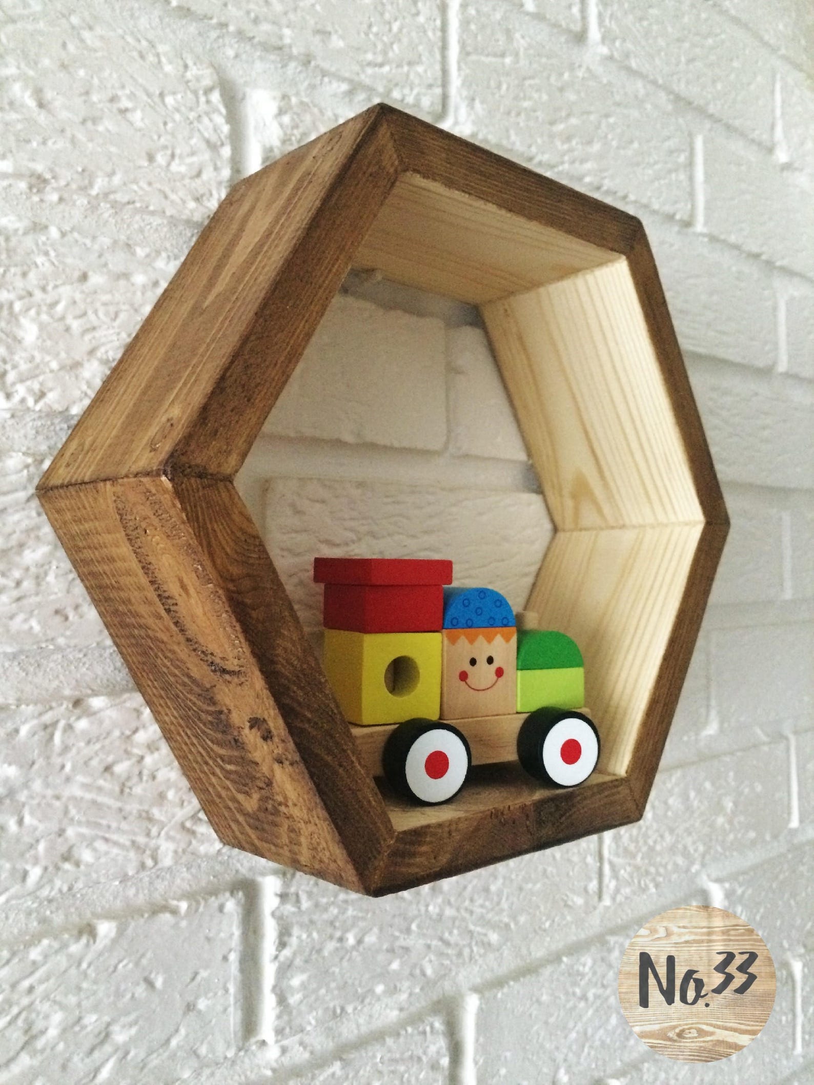 Handmade Wooden Hexagon Shelf/ Walnut | Etsy UK