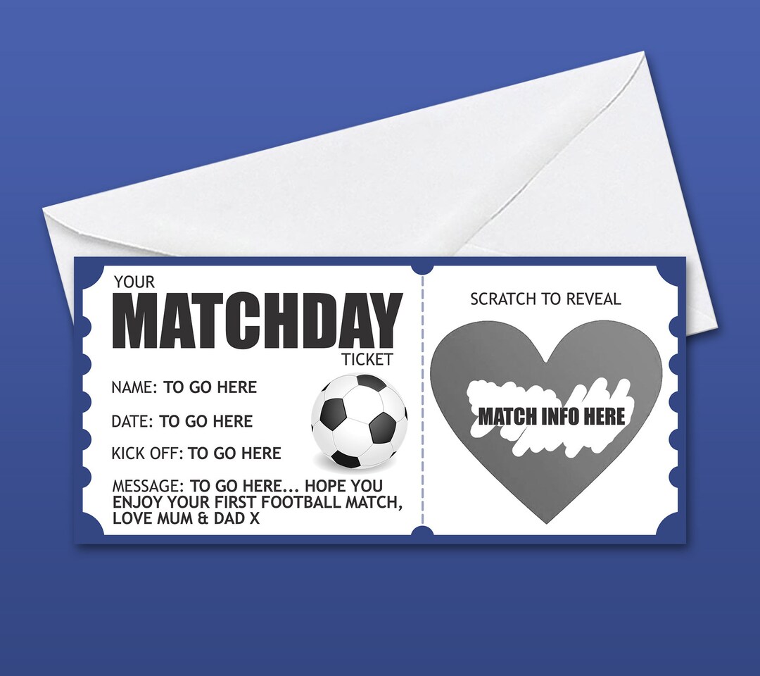 Custom Scratch off Football Ticket, Personalised Surprise Football Game ...