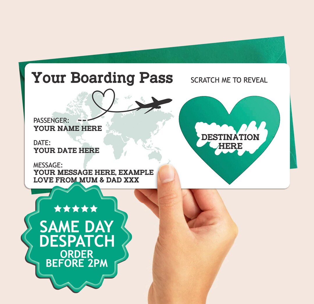 Father's Day Scratch off Boarding Pass, Personalised Birthday Surprise ...