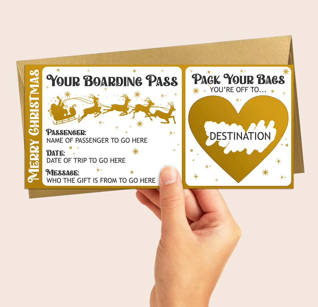 Christmas Scratch Reveal Boarding Pass, Personalised Holiday Reveal ...