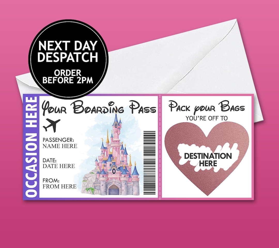 Disneyland Paris Scratch off Boarding Pass, Disney Surprise Holiday ...