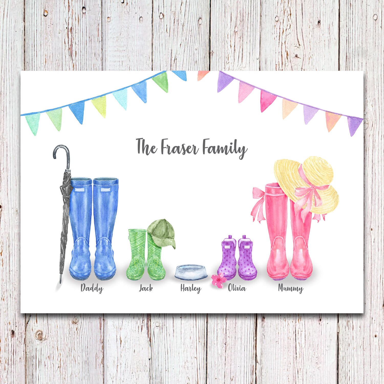 Family Print Grandchildren Personalised Family Wellies Print - Etsy UK
