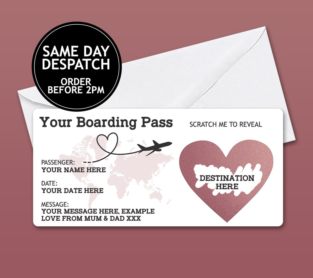 Personalised Scratch off Boarding Pass Personalised Surprise - Etsy