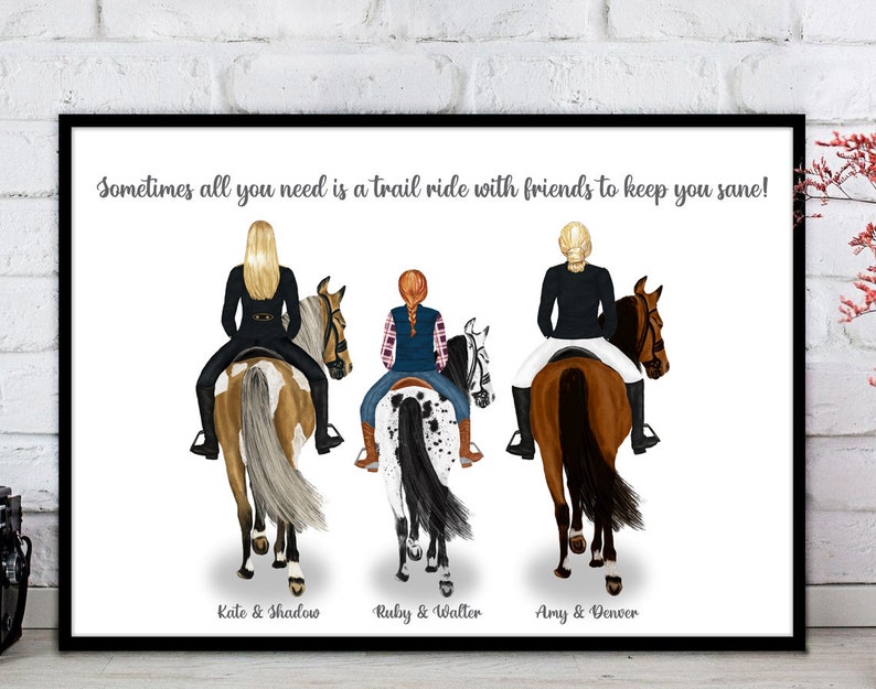 Custom Best Friends Print Horse Print Horse Riding Custom | Etsy UK