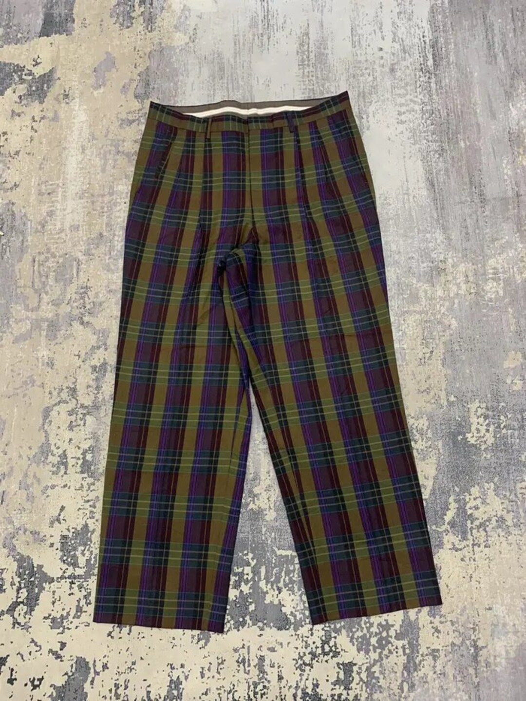 Vintage 70s Style Plaid Checkered Men Fashion Tartan Baggy Pants - Etsy