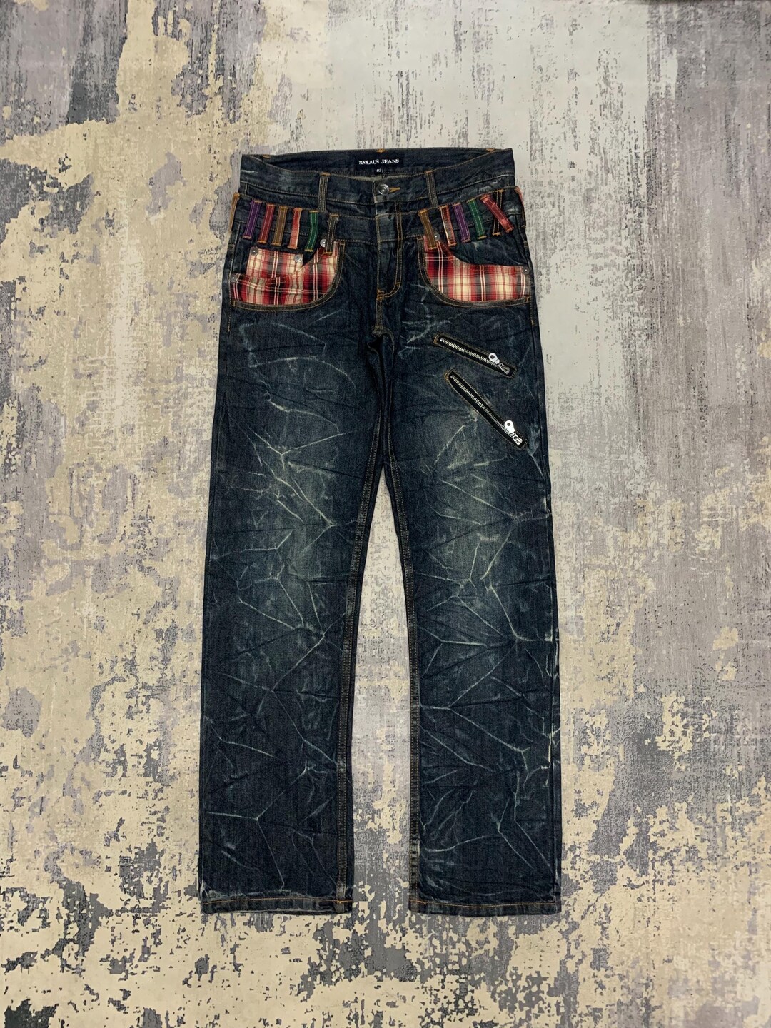 Nylaus Japan Double Waist Faded Style Design Japanese Brand Rugged Streetwear Denim Jeans ...