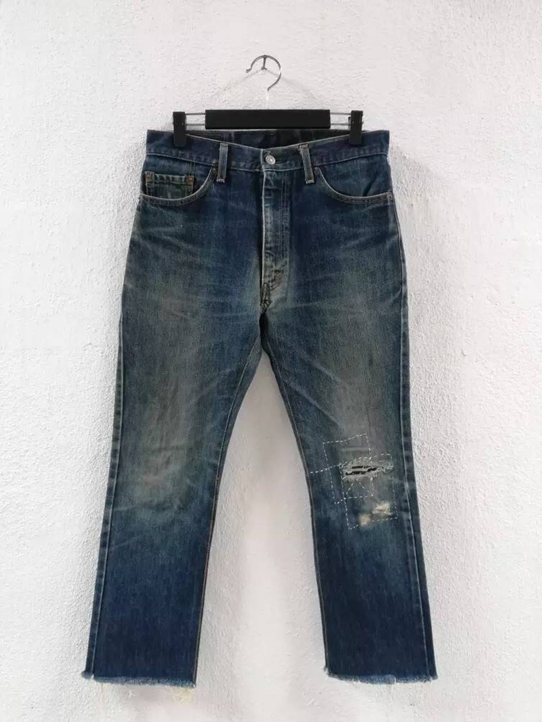 Japanese Brand Bobson Jeans Distressed Denim Custom Patchwork Sashiko ...