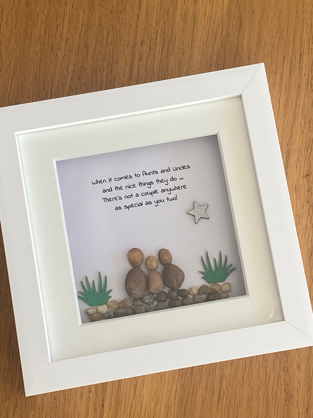 Uncle and Aunt Pebble Gift, Gift for Auntie, Personalised Pebble Frame ...