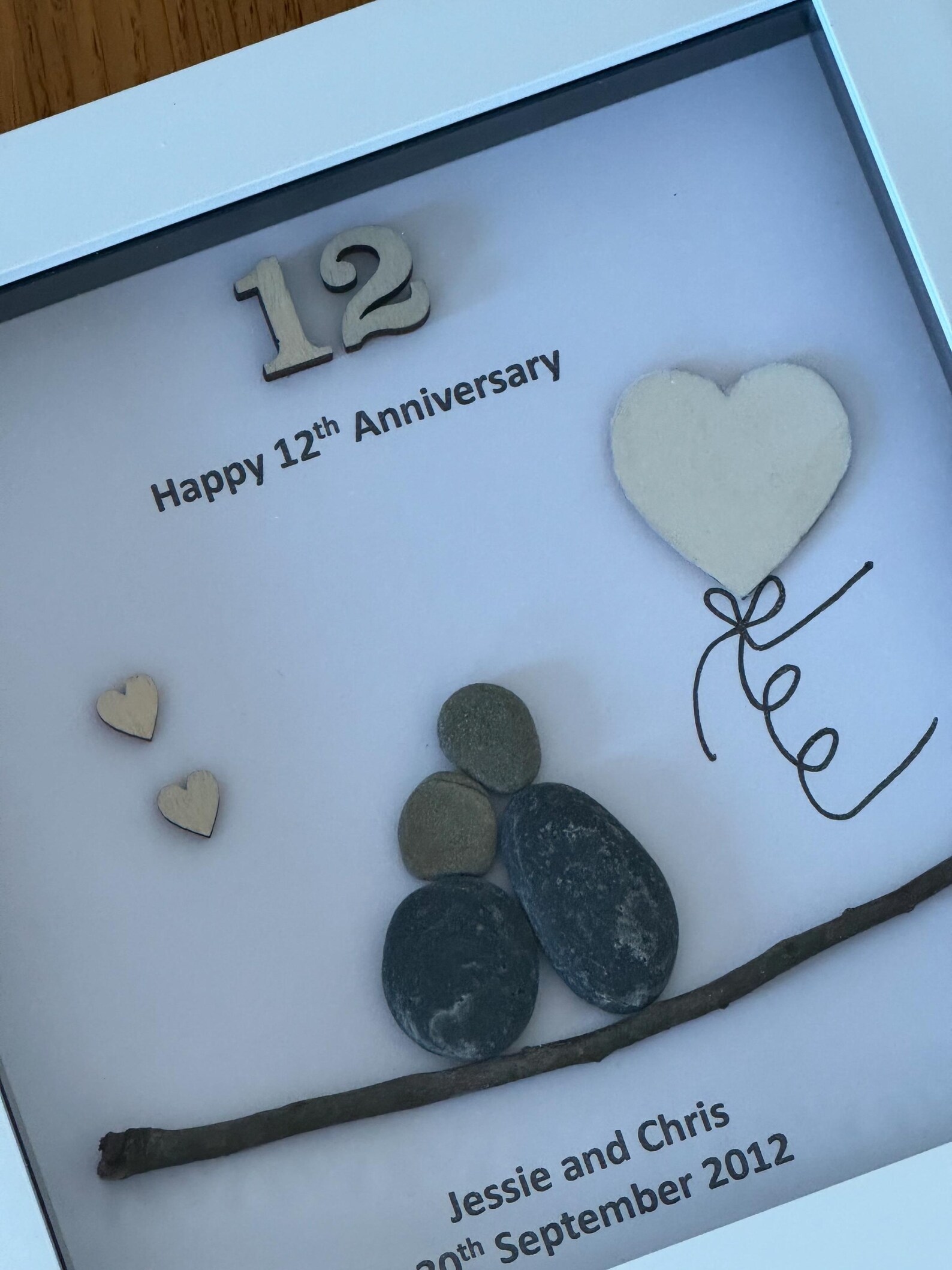 Silk Wedding Anniversary Pebble Picture, 12th Anniversary Gift for Wife ...