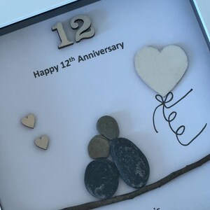 Silk Wedding Anniversary Pebble Picture, 12th Anniversary Gift for Wife ...