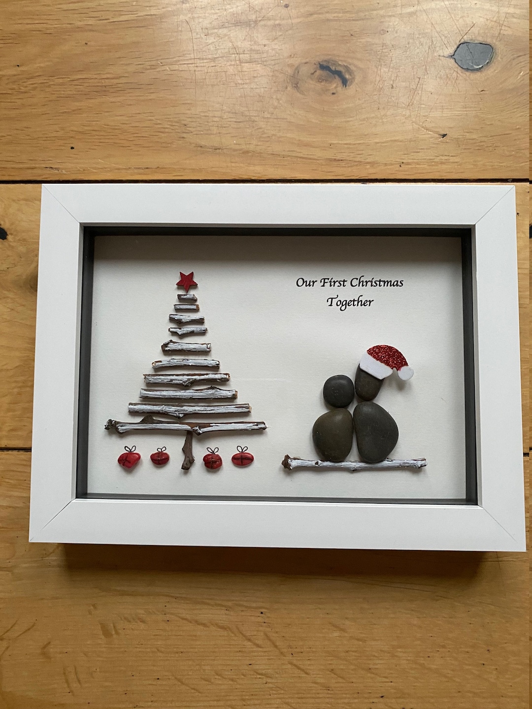 Personalized First Christmas Together Pebble Art Frame - Etsy