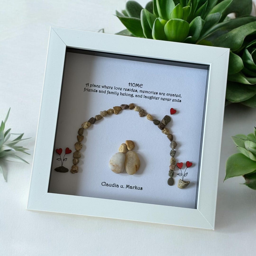 Personalised New Home Pebble Picture, Housewarming Pebble Art Gift ...