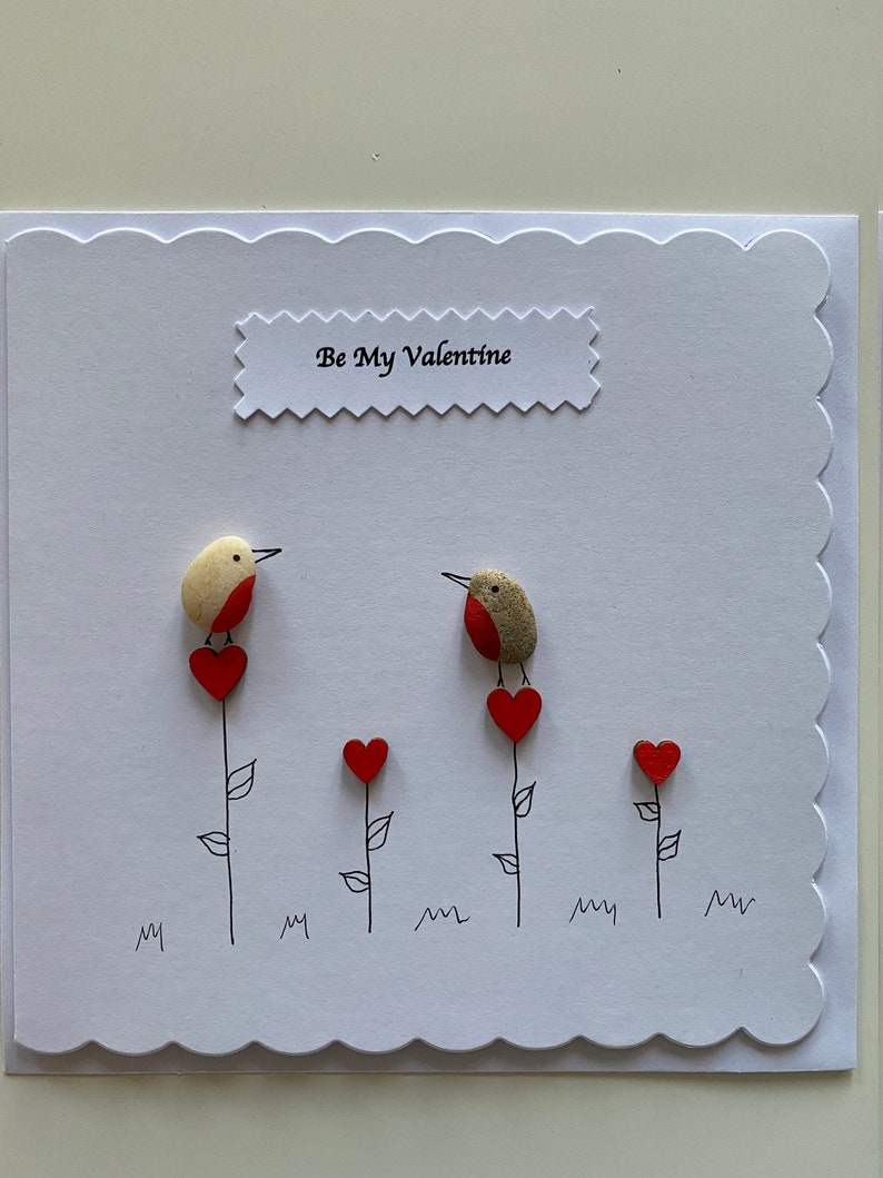 Valentine's Day Handmade Pebble Card Pebble Artwork - Etsy