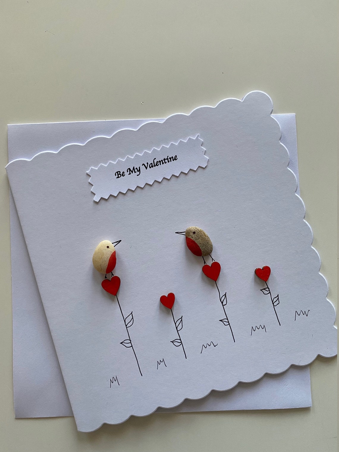 Valentine's Day Handmade Pebble Card Pebble Artwork - Etsy