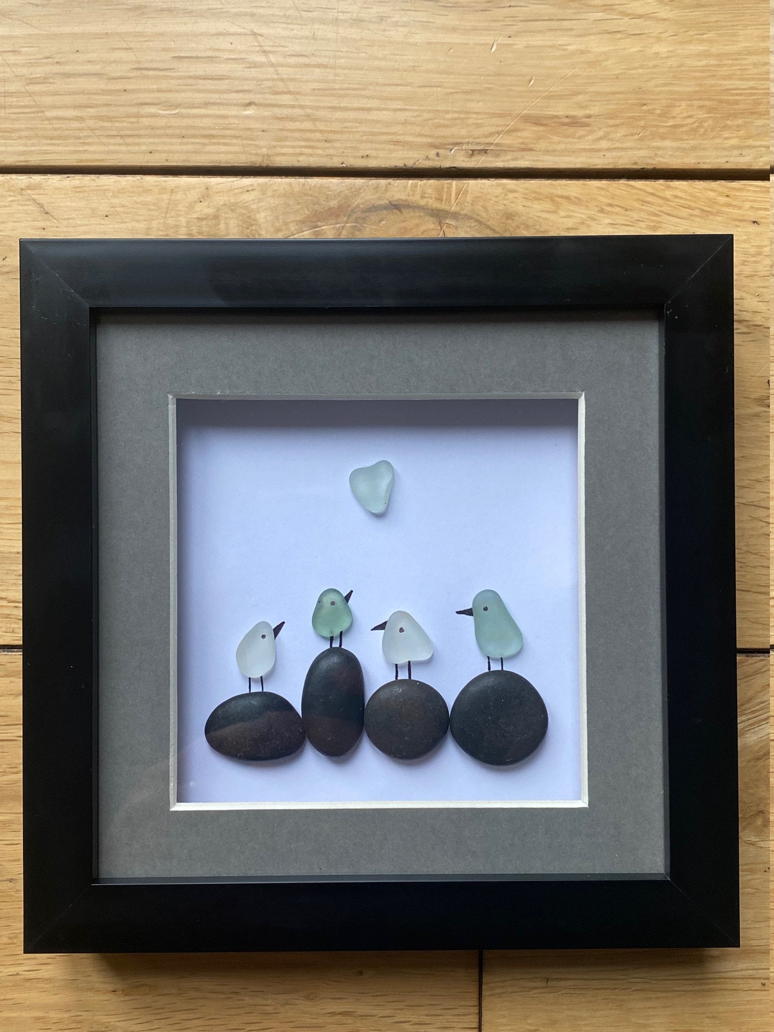Sea Glass Birds Pebble Frame Framed Sea Glass Picture Unique | Etsy
