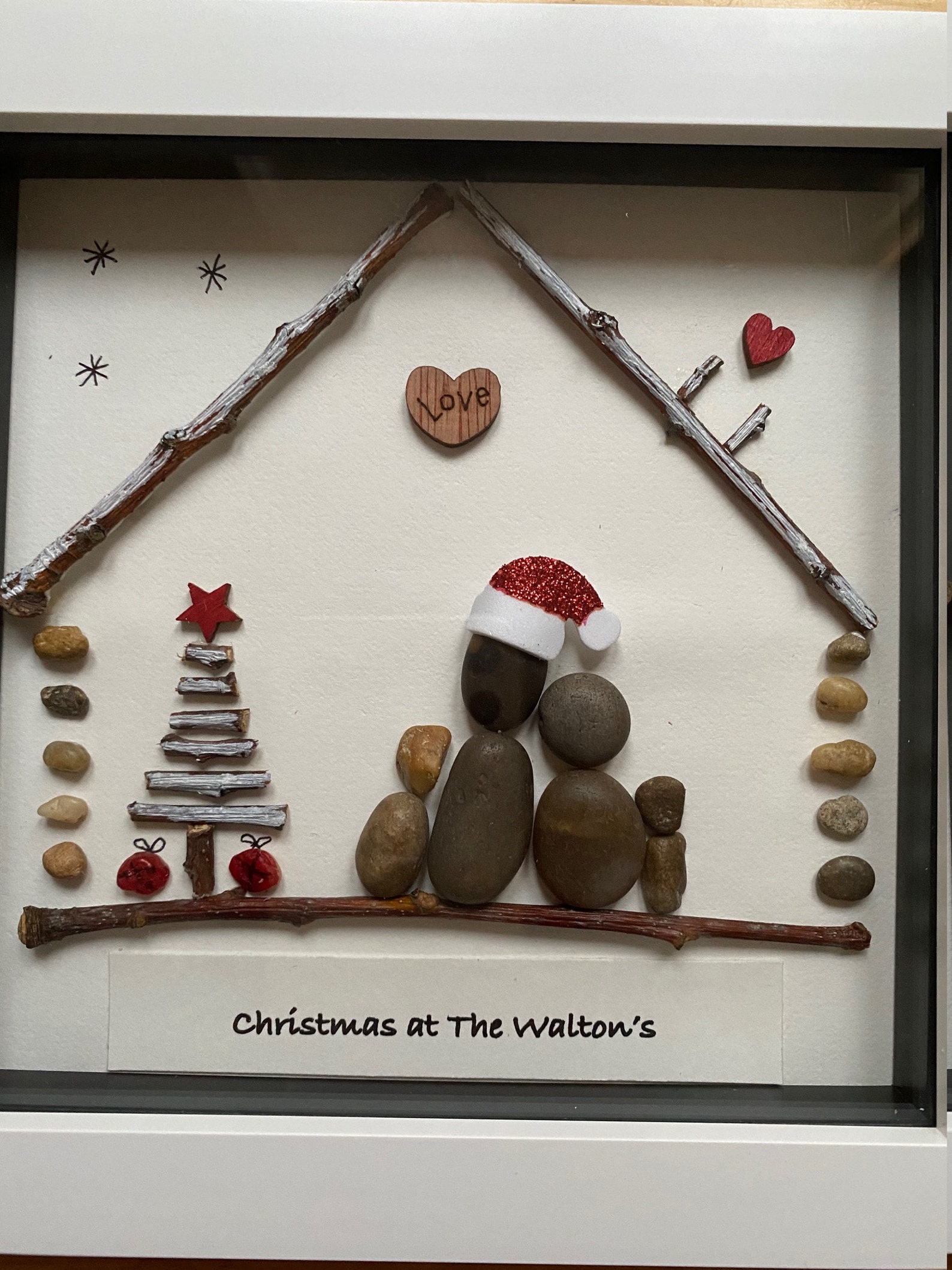 Personalised Family Christmas Pebble Picture, Christmas Pebble ...