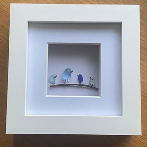 Sea Glass Birds on a Branch, Sea Glass Handmade Frame, Unique Birthday ...