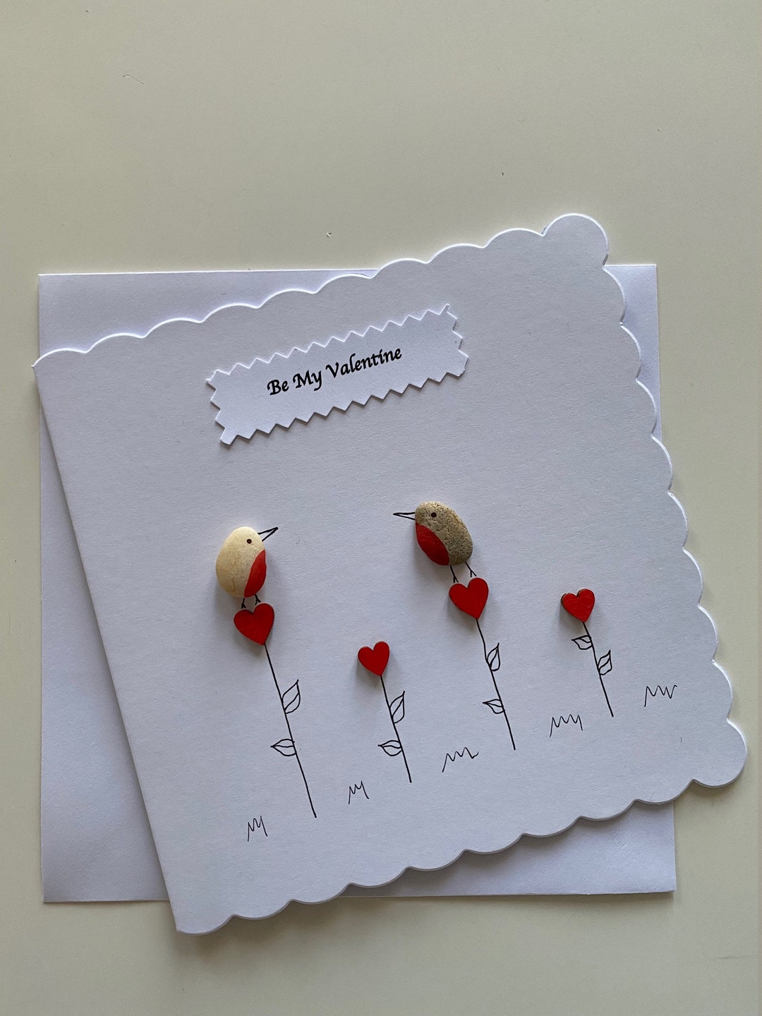 Handmade Pebble Robin Valentine's Card, Personalized - Etsy