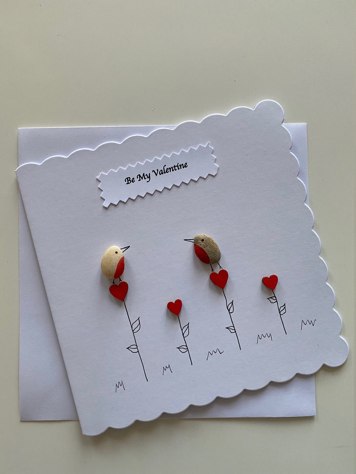Valentine's Day Handmade Pebble Card Pebble Artwork - Etsy
