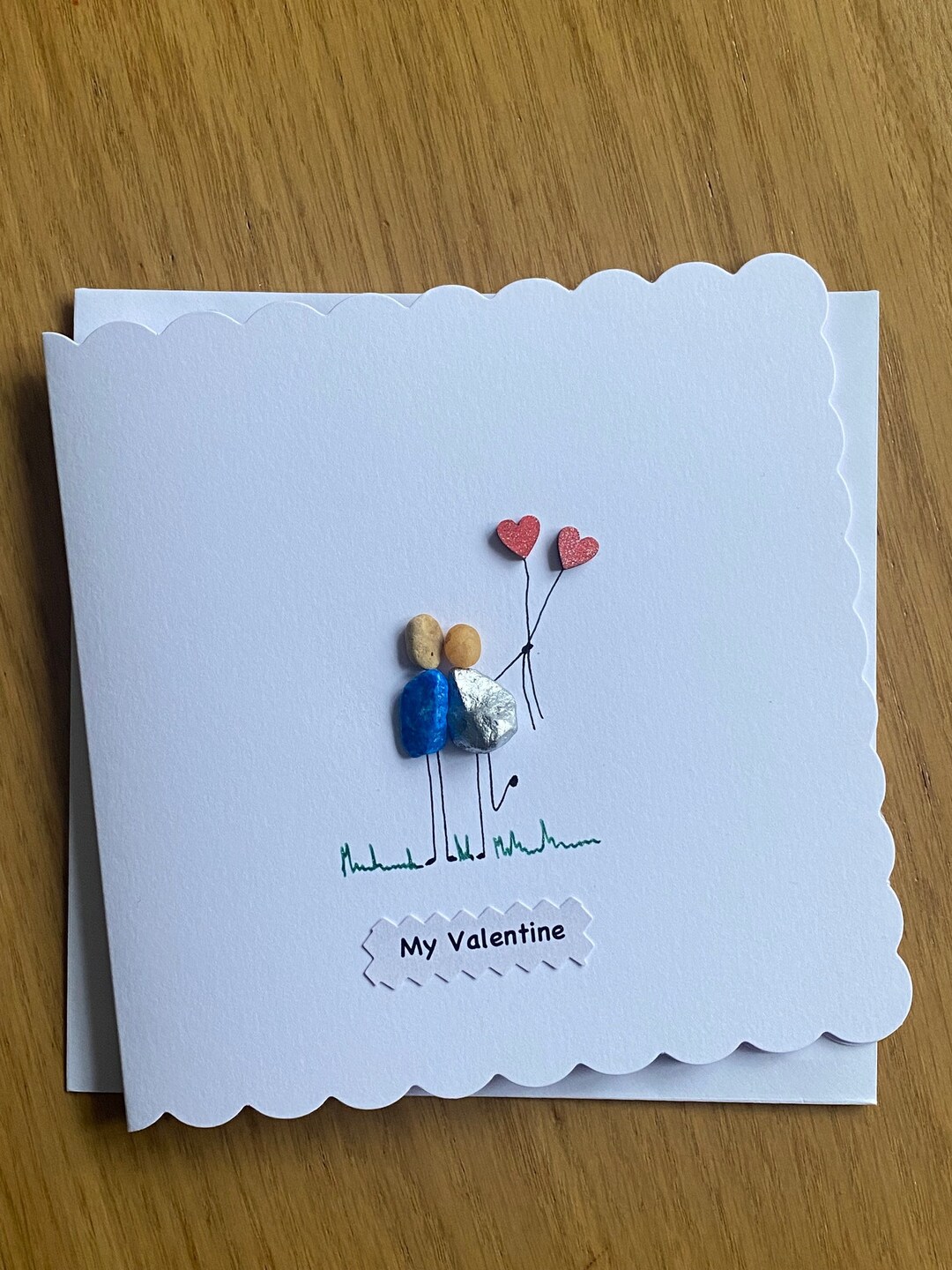 Personalised Valentine's Day Card, Unique Pebble Card, Pebble Card for ...