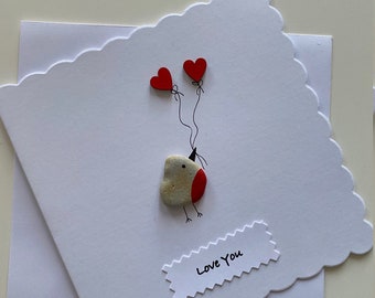 Valentine's Day Handmade Pebble Card Pebble Artwork | Etsy