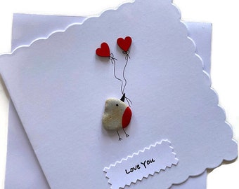 Valentine's Day Handmade Pebble Card, Pebble Artwork Valentine's Card ...