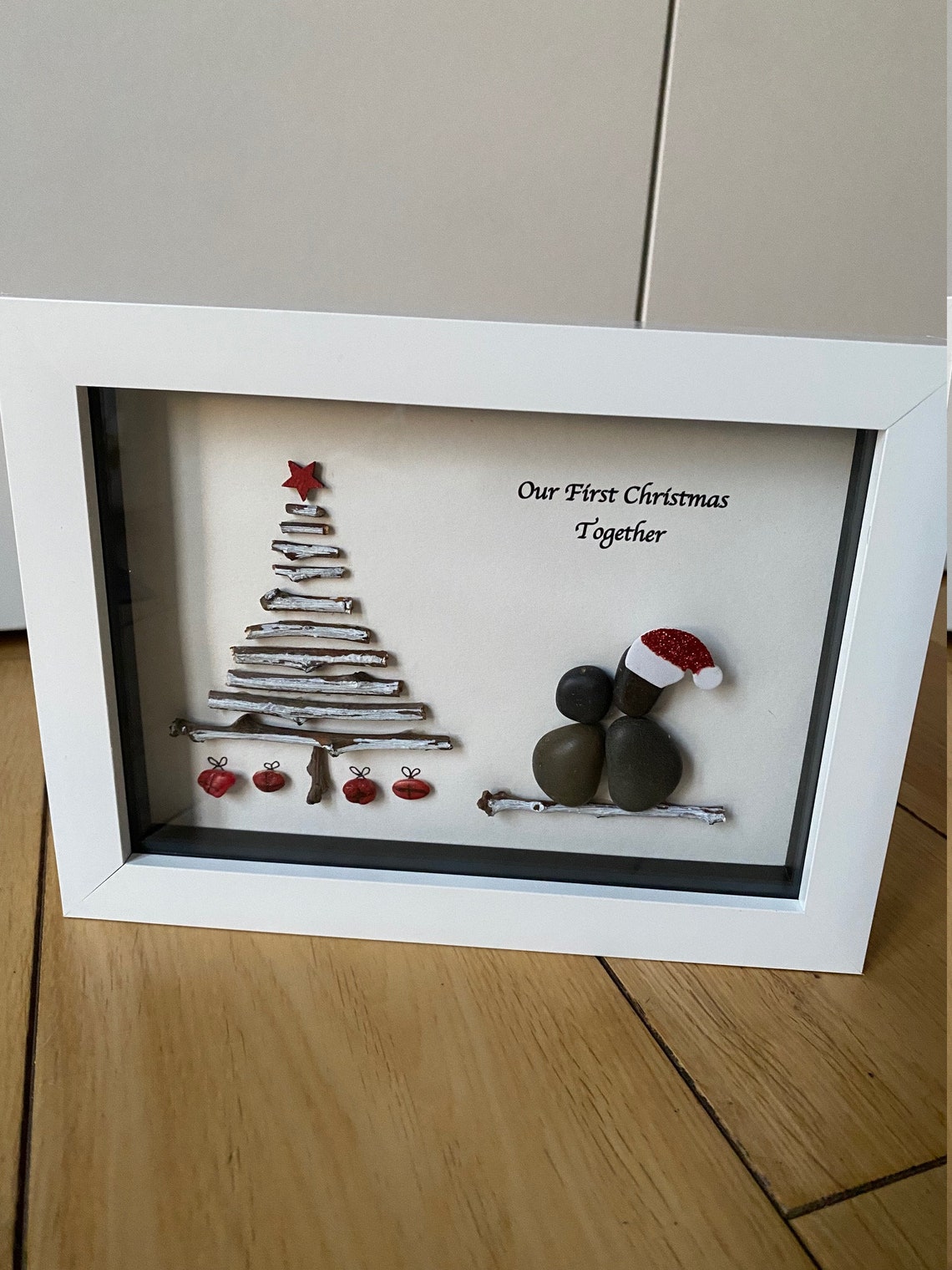 Personalized First Christmas Together Pebble Art Frame - Etsy