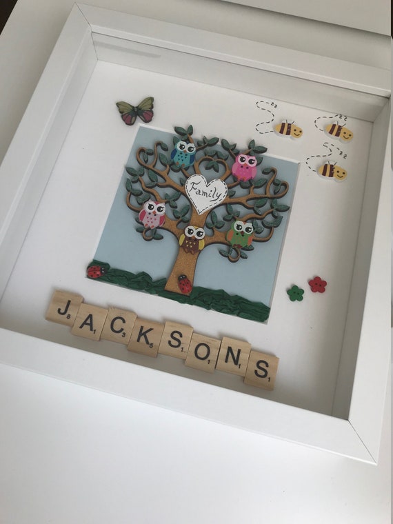 Personalised Family Tree Box Frame Scrabble Family Box Frame | Etsy