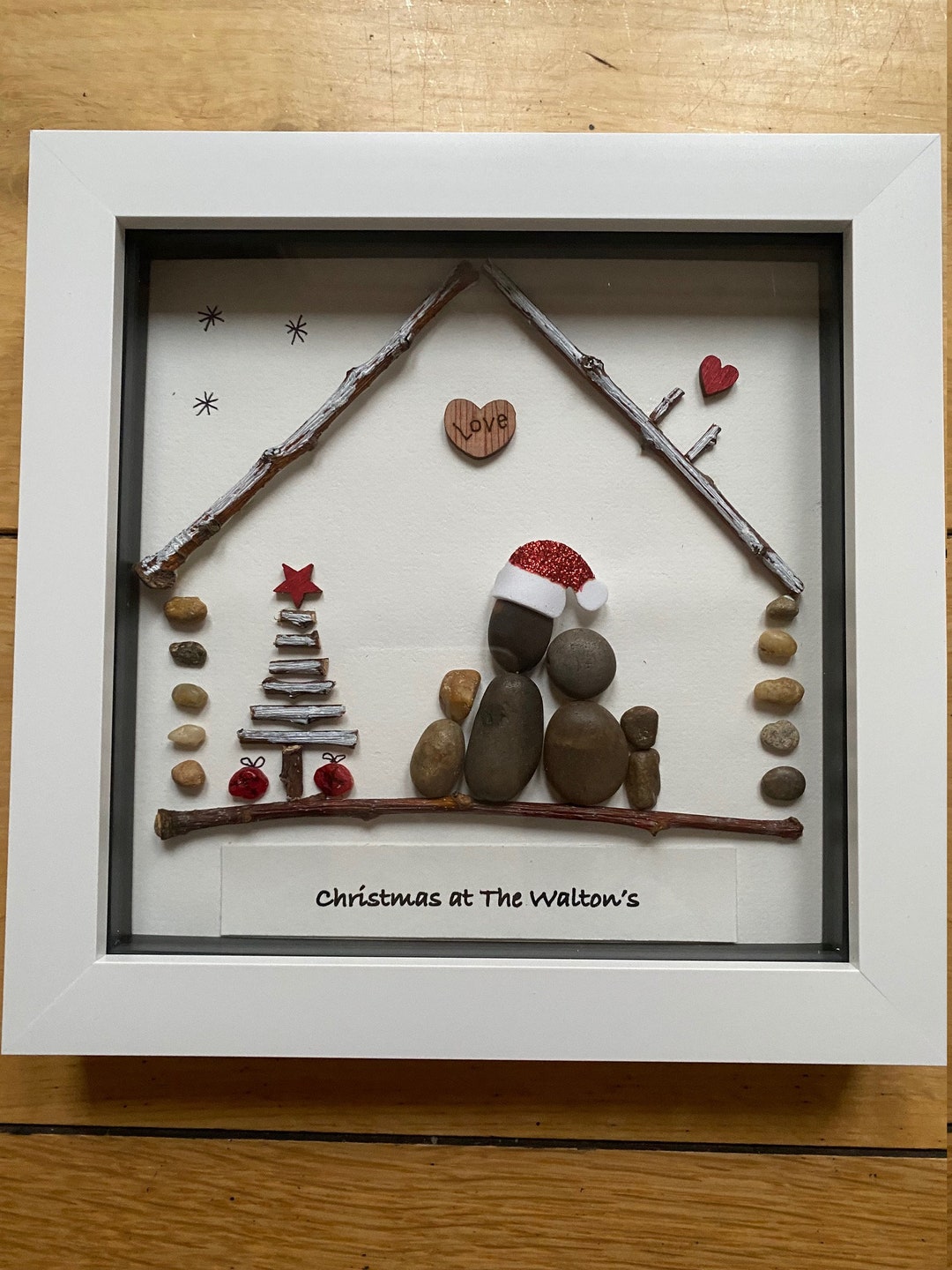 Personalised Family Christmas Pebble Picture, Christmas Pebble ...