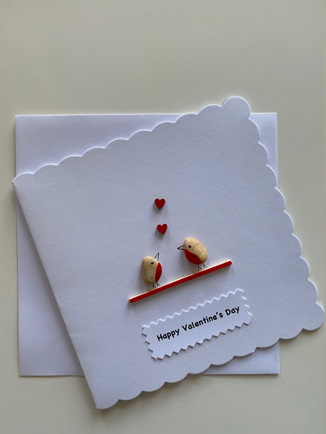Valentine's Day Pebble Card, Happy Valentine's Day Handmade Card ...