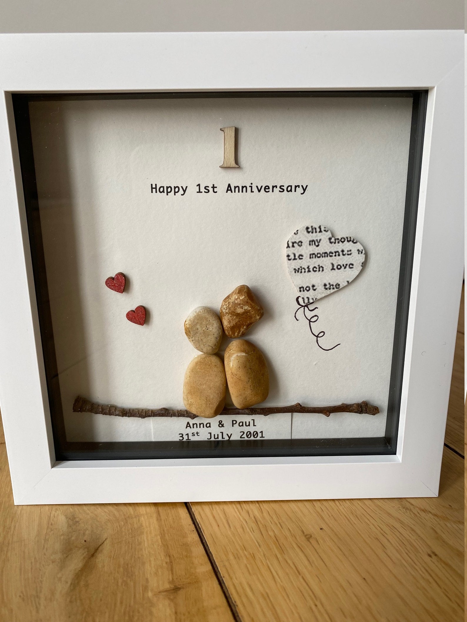 First Wedding Anniversary Pebble Artwork Frame, Paper Wedding ...