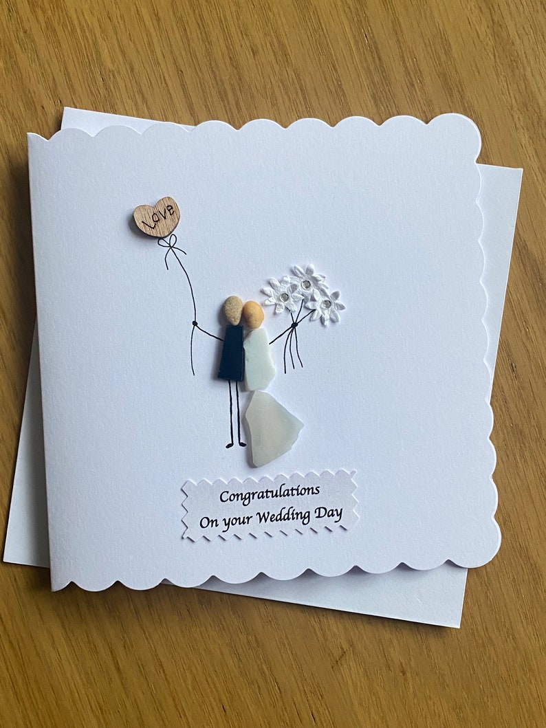 Personalised Wedding Day Pebble Card Unique Handmade Card for - Etsy