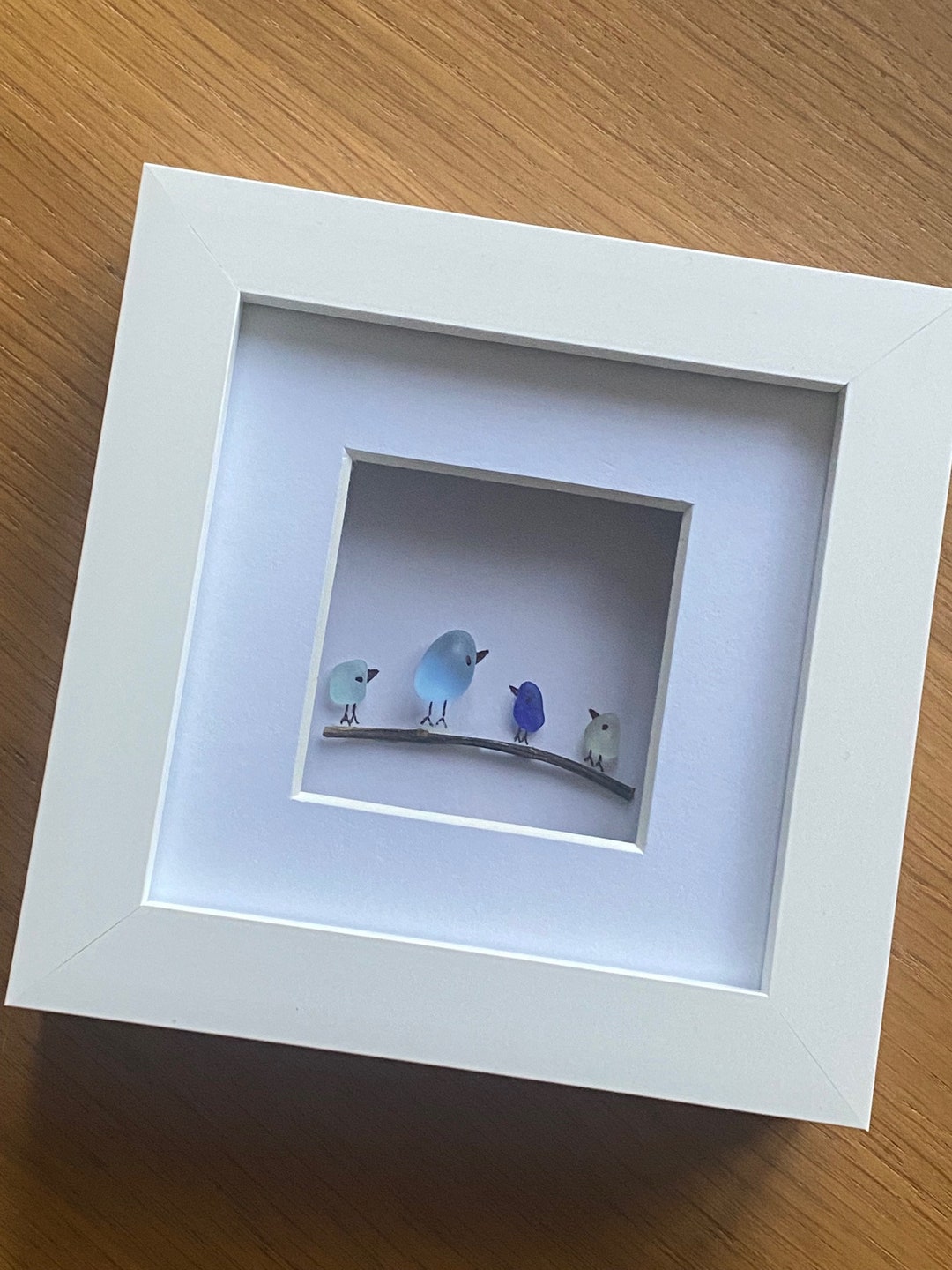 Sea Glass Birds on a Branch, Sea Glass Handmade Frame, Unique Birthday ...